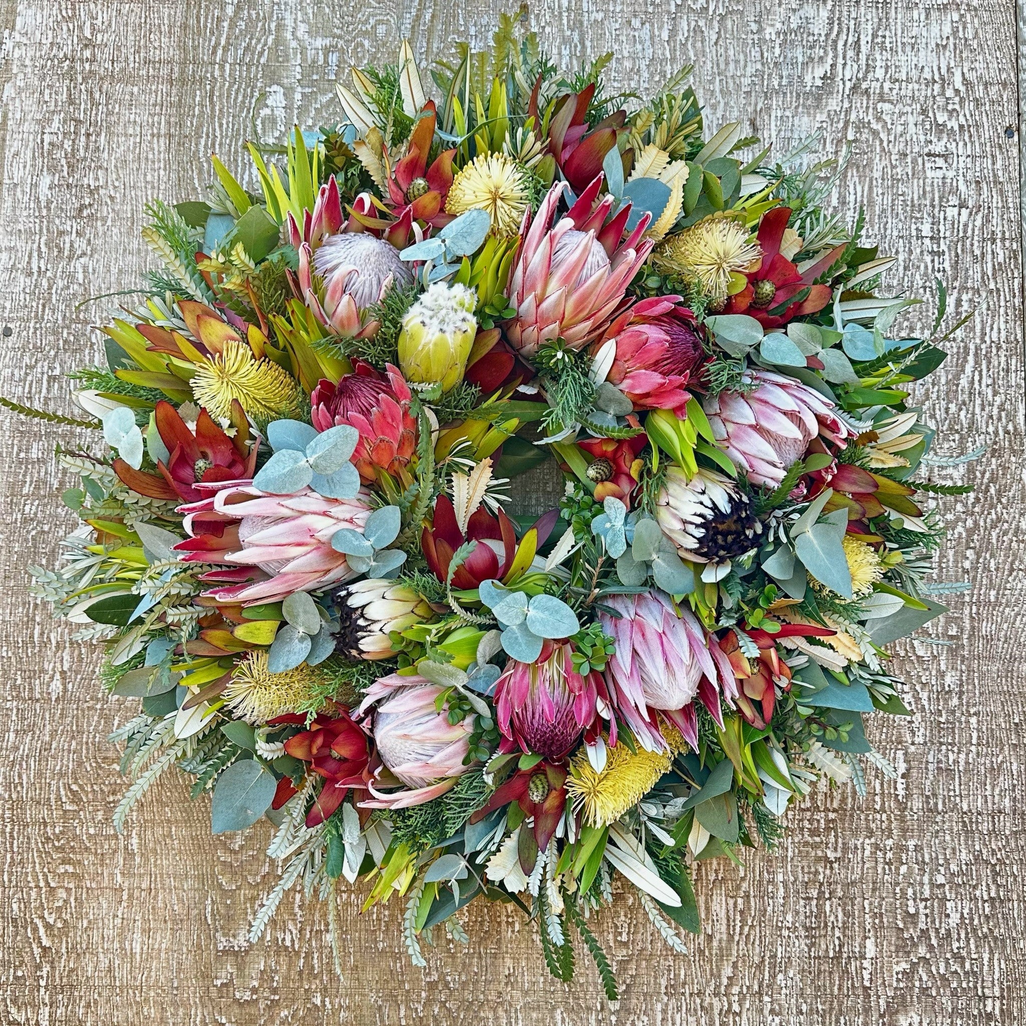 Anuhea Mixed Protea Wreath – Anuhea Flowers